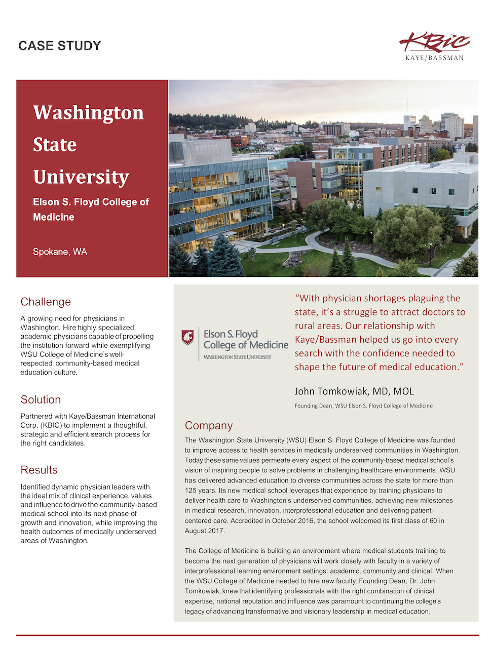 Case Study: Washington State University College of Medicine